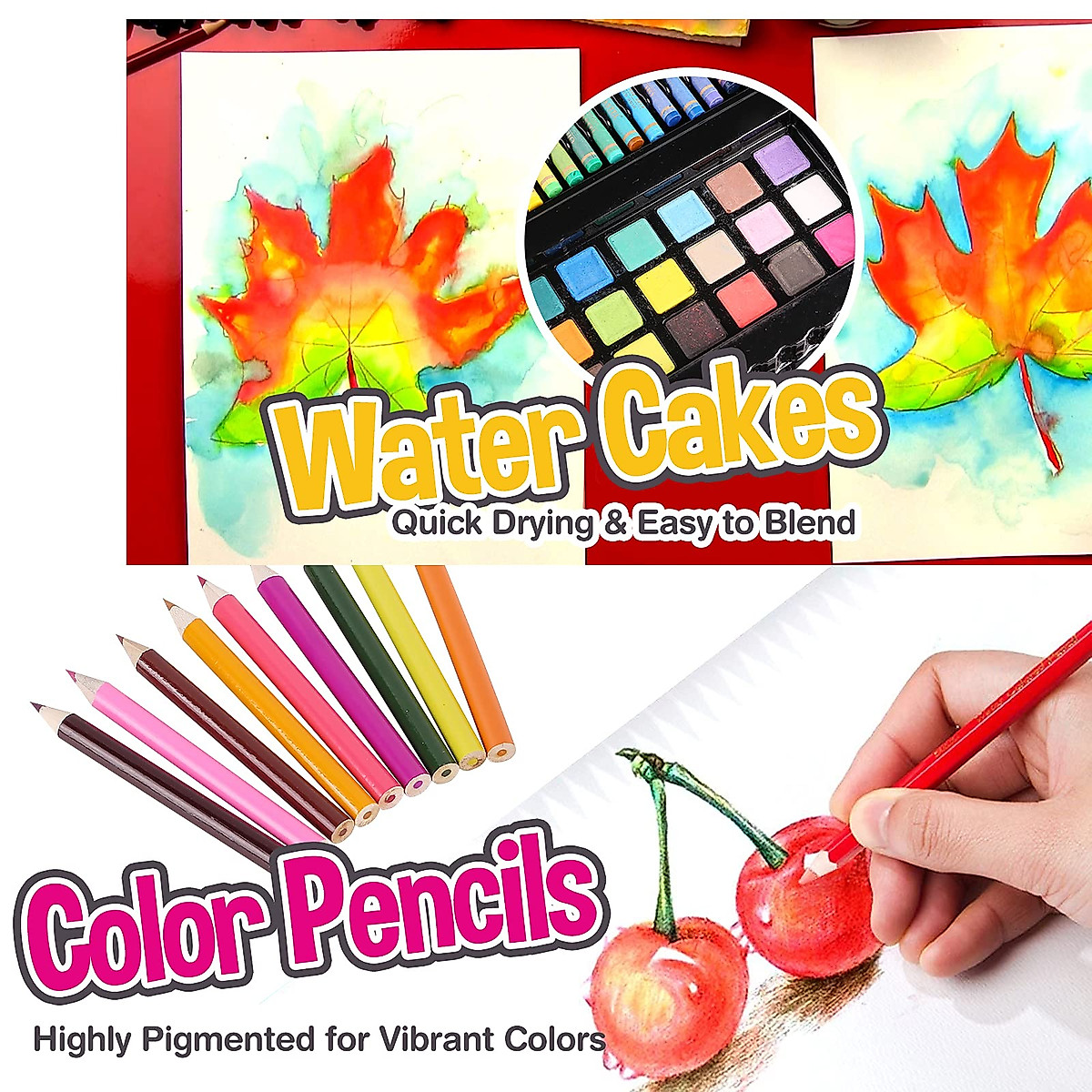 Alloytop 226 Pcs Art and Craft Supplies Colored Pencils - School Supplies Kit Painting Drawing Sketching Coloring Teens Girls Boys Kids Ages 6 7 8 9 10 11 12 Years Old with Oil Pastels Crayons