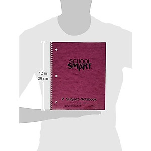 School Smart Spiral Perforated 2 Subject College Ruled Notebook, 11 x 8-1/2 Inches - 085315