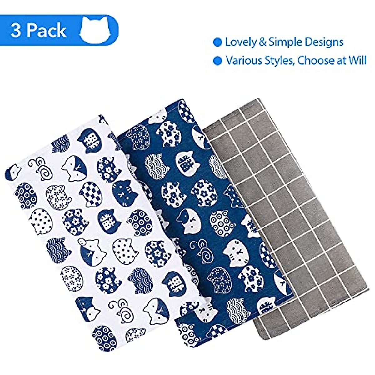 Pedgot 3 Pack Reversible Cat Hanging Hammock with Adjustable Straps and Hooks Double-Sided Pet Cage Hammock Hanging Bed Resting Sleepy Pad for Small Animals Pets, 23.6 x 20 Inches