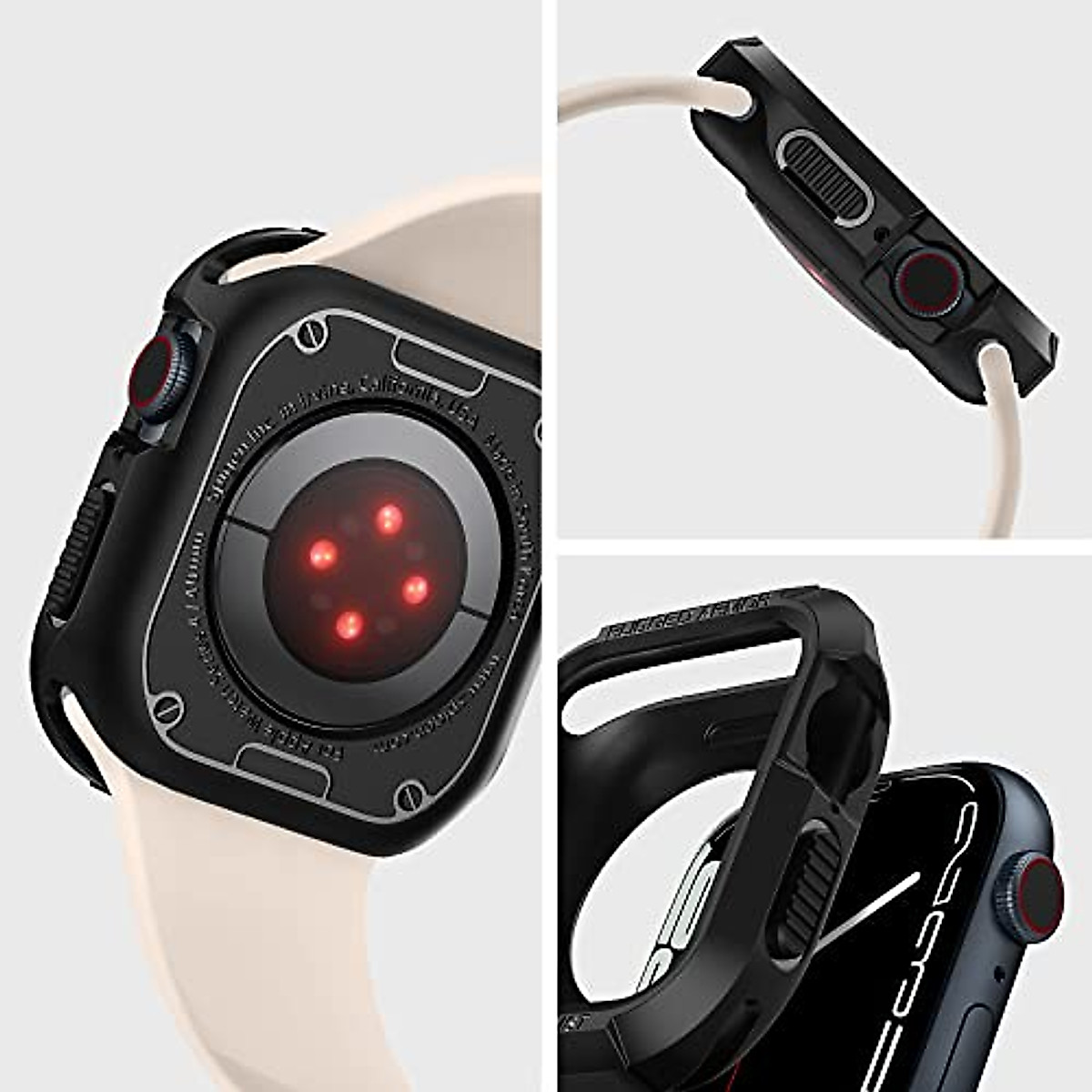 Spigen Rugged Armor Protector Designed for Apple Watch Case Series 8/7 (41mm) and Series SE2/6/SE/5/4 (40mm) - Black
