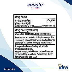 Equate Maximum Strength Sleep-Aid Softgels 50mg, 100 Ct (2 Pack) Bundle with Exclusive "Have a Great Sleep" - Better Idea Guide (3 Items)