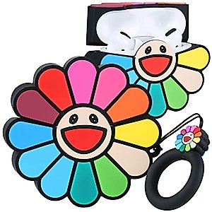 Besoar for AirPods Pro 2019/Pro 2 Gen 2022 Case Cartoon Cute Kawaii Silicone Cases for Apple AirPod Air Pods Pro Design Cover Cool Unique Fun Funny Soft Coves for Girls Girly Boys(Chromatic Flowers)