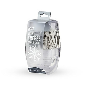 HOST Wine Freeze Cooling Cup, Plastic Double Wall Insulated Freezable Drink Chilling Tumbler with Freezing Gel Wine Glasses for Red and White Wine, Set of 1, 8.5 oz, Black Swirl
