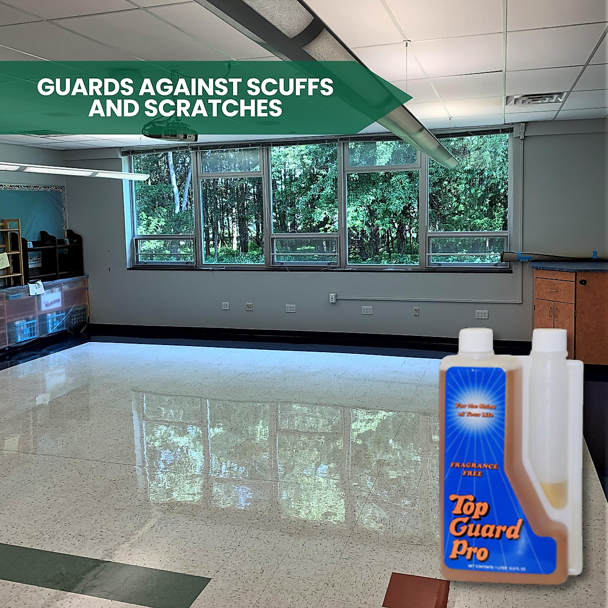 TOP GUARD PRO - Industrial and Commercial Cleaning Supplies Floor Protection, Surface Shield, Creating a Lustrous Wet Look Shine Floor Finish, Floor Shine for All Floors (6x1 Liter)