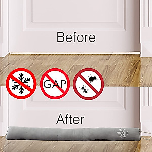Simply Genius Cold Weather 36 Inch Door Snake Draft Stopper - Wind Blocker for Door Bottom and Window Draft Stopper - Gray Window Wind Blocker