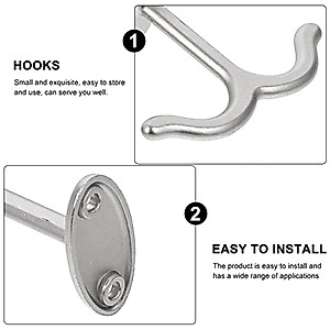 TEHAUX 4 Pcs Coat Hanging Hooks Double Prong Ceiling Hooks Retro Clothes Hat Hooks