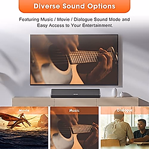 Bestisan Sound Bars for TV, 16'/50W Small Soundbar for TV, Sound Bar with Depths Sound Enhanced/DSP/Bass+/3EQ, Surround Sound Speakers for TV Works with HDMI ARC/CEC,Optical/BT/PC …