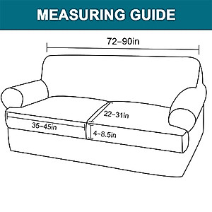 3 Pieces Sofa Covers T Cushion Sofa Slipcovers for 2 Cushion Couch Stretch Couch Cover Soft Sofa Slip Cover Furniture Covers with 2 Individual T Cushion Seat Covers (2 Cushion Sofa, Biscotti Beige)