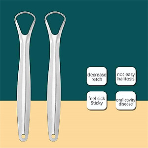 2 Pack Tongue Scraper, 100% Useful Stainless Steel Tongue Cleaner for Both Adults and Kids, Tongue Cleaner Reduce Bad Breath Metal Tongue Scrapers, Help Your Oral Hygiene (A)