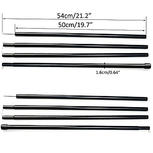 fshihine Tarp Poles Camping Pole Set of 4, 78''Adjustable Portable Steel Tent Poles with Storage Bag for Canopy, Shelters, Awnings, Hiking, Backpacking, Rainfly, Outdoor Camping