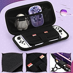 Weewooday Carrying Case Compatible with Nintendo Switch OLED, Hard Shell Protective Cover Travel Bag with 12 Game Card Slots Compatible with Switch Console and Accessories
