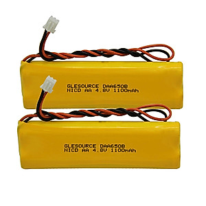 GLESOURCE 4.8V 1100mAh Emergency Lighting Battery Replaces with LITHONIA D-AA650Bx4 Unitech Dual-Lite 0120859 Ni-CD AA 650mAh 4.8V EJW-NI-CAD 800mah BYD D-AA650B-4 Exit Sign Emergency Light(2 Pack)