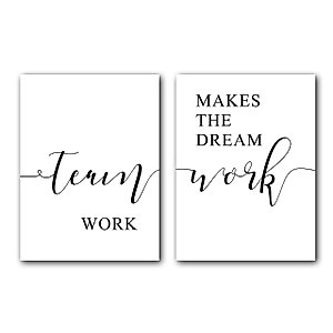 Teamwork Makes The Dream Work Set of 2 Posters 18 x 24 Inches Minimalist Art Typography Art Bedroom Wall Art Romantic Gift Home Wall Art Poster