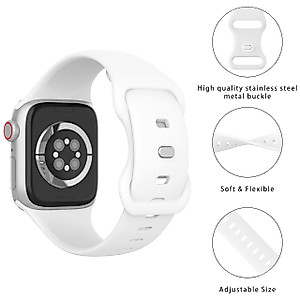 ADCNLG Sport Bands Compatible with Apple Watch Band 40mm,41mm 38mm 42mm 44mm 45mm 49mm Women Men,Soft Silicone Strap for iWatch Series Ultra 9 8 7 6 5 4 3 2 1 SE White