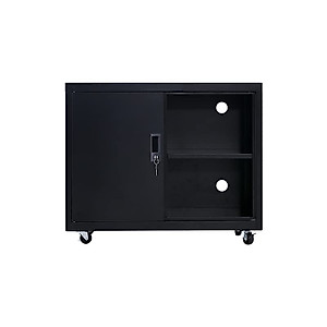 Fumedo Metal Mobile Lateral File Cabinet, Storage Locker,Printer Stand with Open Storage Shelves for Office,School,Home,Living Room. (Black)