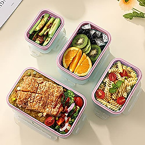 Keweis Silicone Food Storage Containers with Lids, Collapsible Silicone Lunch Box Bento Boxes, Meal Prep Container for Kitchen, BPA Free, Microwave Freezer and Dishwasher Safe, Set of 4 - Square Pink