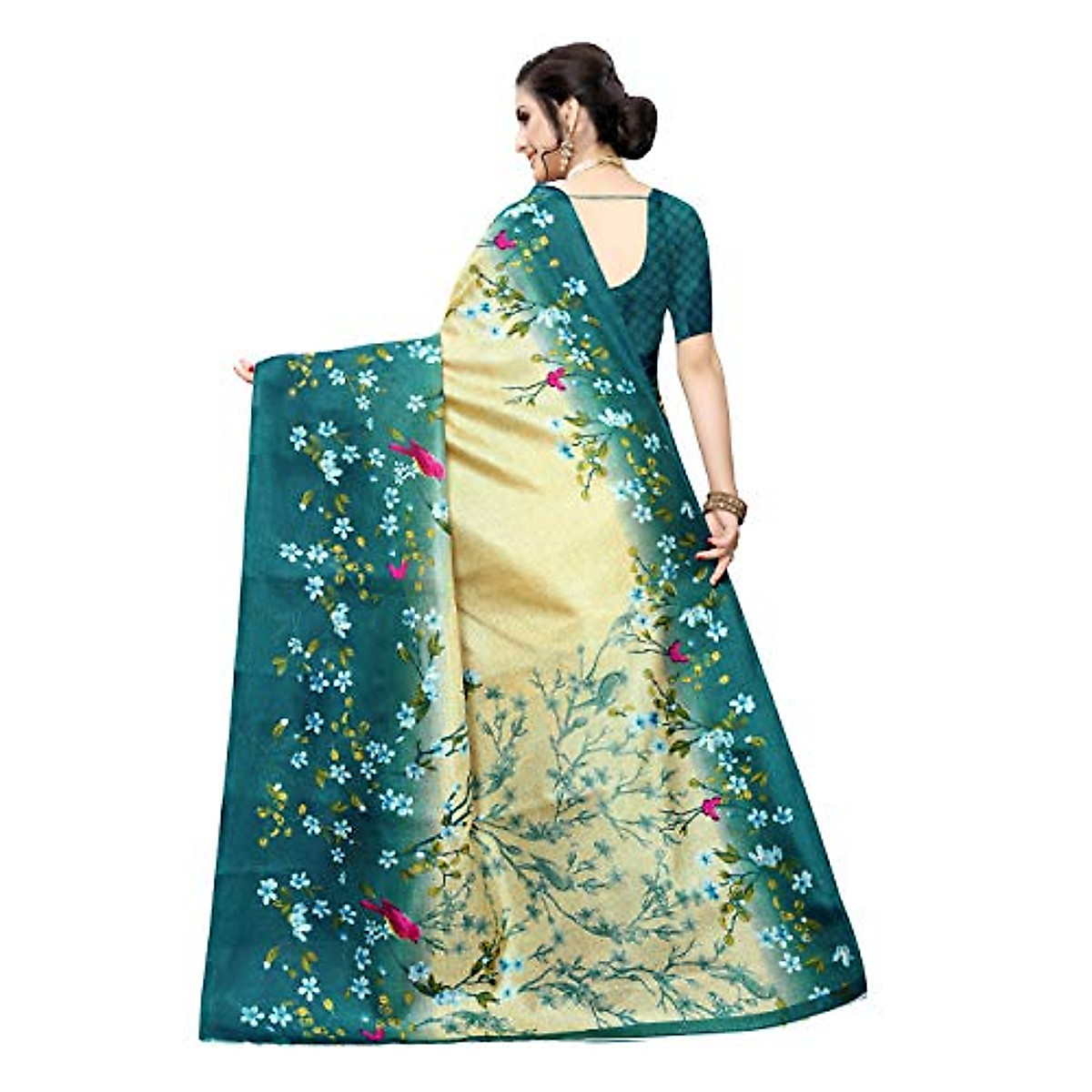 Anni Designer art silk with blouse piece Saree (RAMSHA-PINK_1 Free)