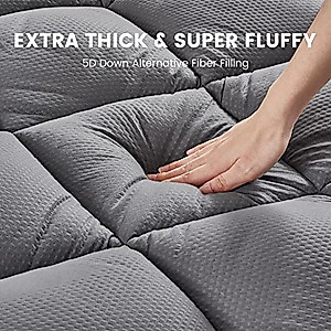 SLEEP ZONE Extra Thick Twin Mattress Topper Plush and Supportive for Back Pain, Breathable Embossed Mattress Pad Cover, Down Alternative Soft Bed Topper with Elastic Fitted Deep Pocket