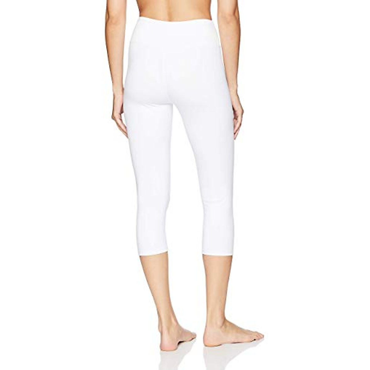 Splendor flying Women's Yoga Capri Legging Inner Pocket Non See-Through Fabric Leggings, Sfv074 White, X-Large