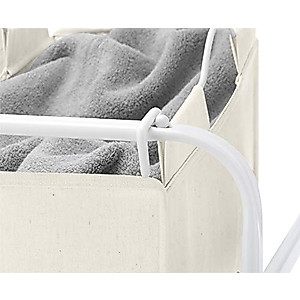 Whitmor Retro Triple 3 Removable Bags-White & Canvas Laundry Sorter, White/Canvas