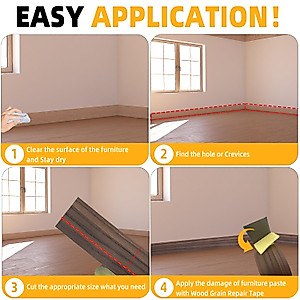 GSCIT Club Wood Grain Repair Tape, 2.4 inch X 15ft Self Adhesive Walnut Grain Repair Patch for Tables, Chairs, Baseboards, Doors, Windows, Floors, Handicraft DIY.