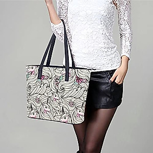 Womens Handbag Unicorn Pattern Leather Tote Bag Top Handle Satchel Bags For Lady