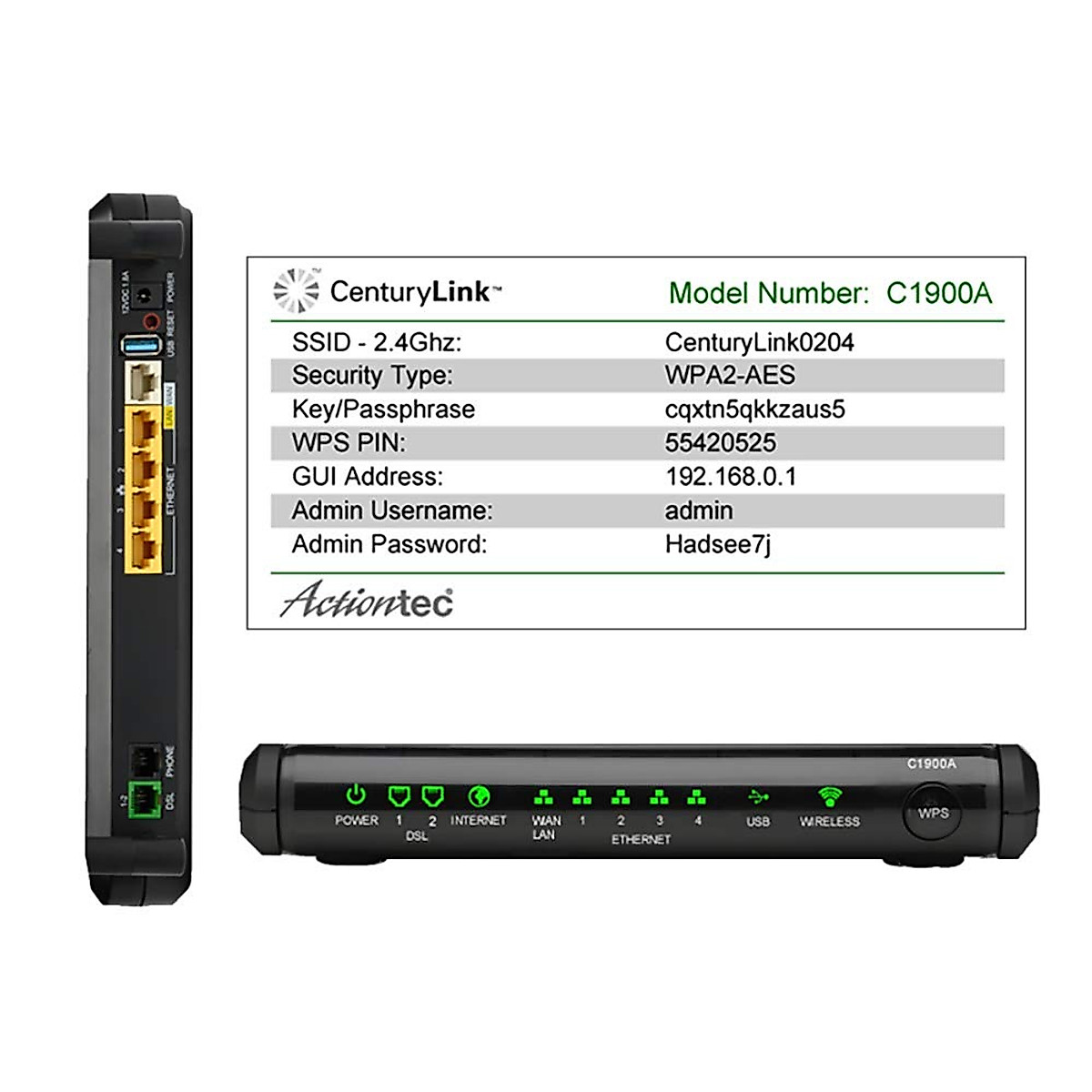 Actiontec CenturyLink C1900A Wireless VDSL2 IPTV Router