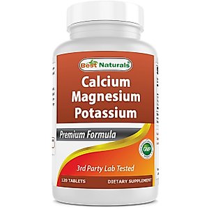 Best Naturals Calcium Magnesium Potassium - 120 Tablets - Non-GMO & Gluten Free