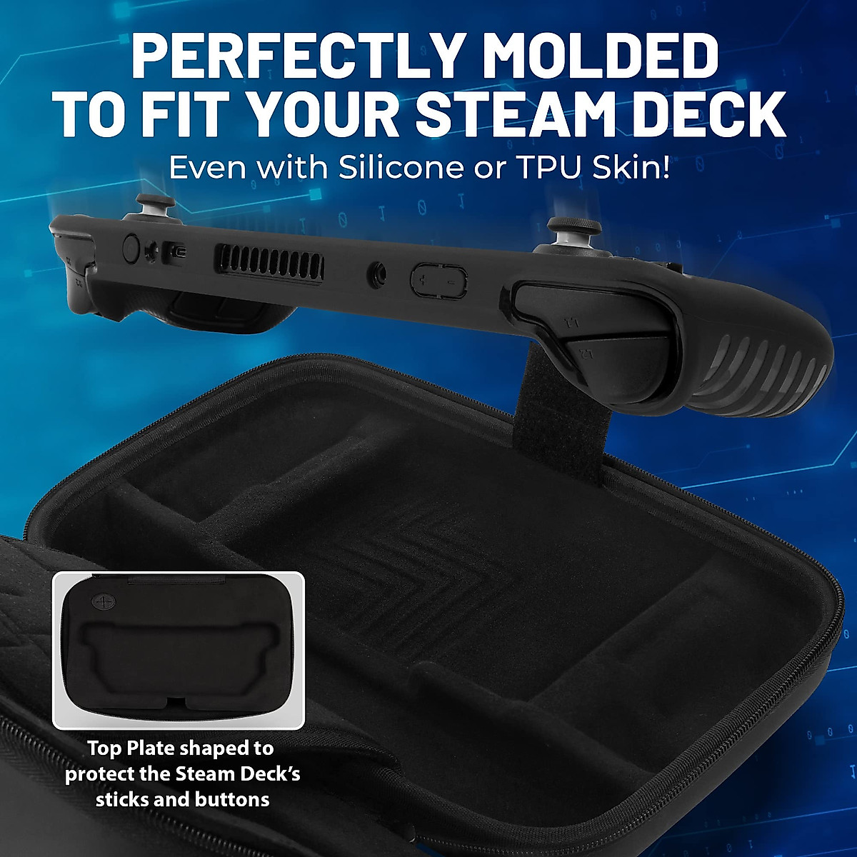 Jubmach Deluxe Steam Deck Case - Connect & Charge in the Case Design - Holds Large Powerbanks, Dock & Accessories for Travel