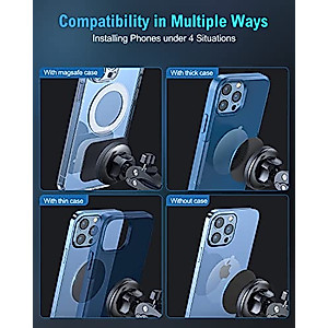 Anwas Magnetic Phone Holder for Car, [Bionic Alligator Clip] Universal Strong Car Vent Phone Mount, [6 Strong N52 Magnets] Cell Phone Holder Compatible with iPhone Samsung LG Google Pixel, etc