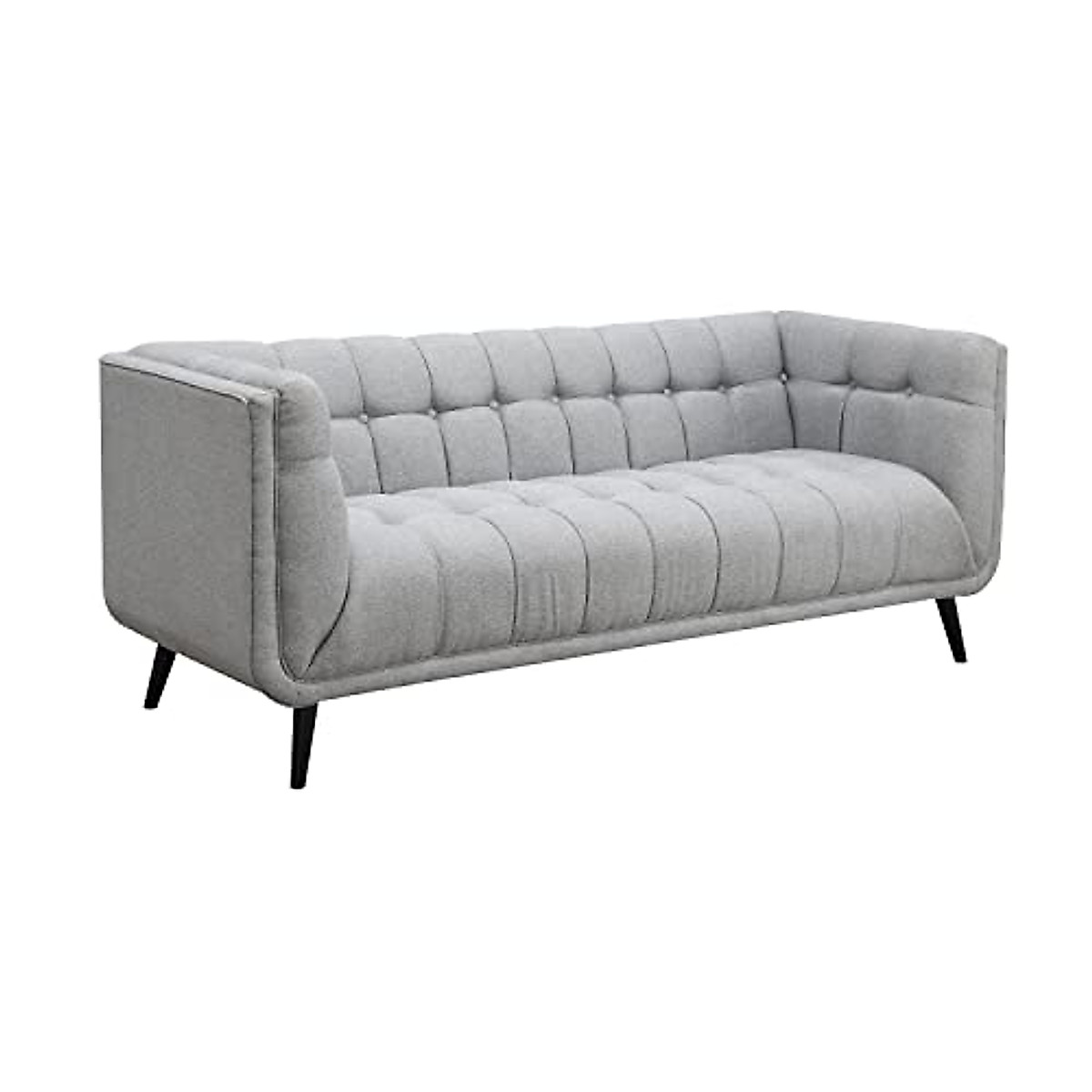 AC Pacific Sara Button Tufted Upholstered Living Room Loveseat, Gray