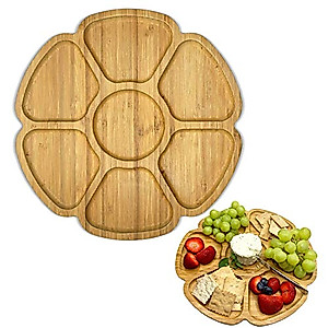 12.6 Inches Premium Bamboo Kitchen Serving Tray – 100% Handmade Crafted Platter – for Parties, Dinners, Holidays – New Sleek Design – Eco-Friendly All-Natural Vegan Wooden Platter - Food Tray