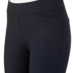 Dalia Ladies' Comfort fit Sits at Waist Slim Leg Stretch Pull On Pant (Black, Small)