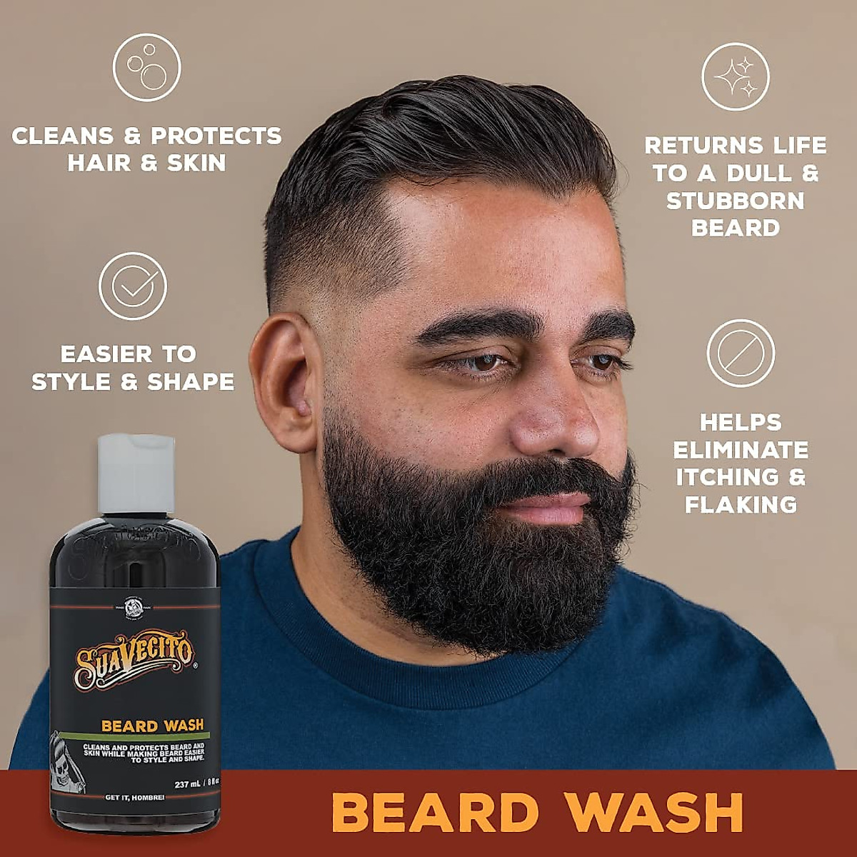 Suavecito Beard Wash Cleansing and Styling Beard Face Wash For Men (8 ounce.)