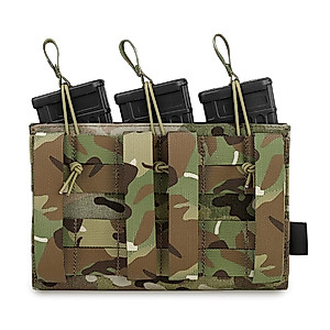 KRYDEX Triple Open-Top Mag Pouch for 5.56 .223 Magazine with 1911 HK45 Glock Pistol Mag Pouch (MC)