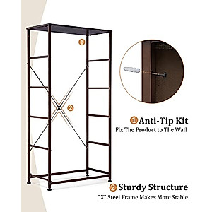 JOINHOM Dresser Storage Tower with 5 Drawers, Fabric Tall Dresser Drawer for Bedroom, Office, Entryway, Living Room and Closet - Sturdy Steel Frame, Easy Pull Bins & Wooden Top