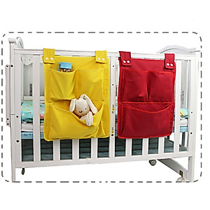 SiyuXinyi Pockets Bedside Storage Bag Caddy Hanging Diaper Organization for Baby Essentials, Hang on Crib, Practical Hanging Storage Bag， Suitable Dormitory, Double Bed, Bedside Storage！（Yellow）