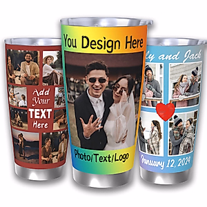 Generic Customized Tumbler Cup Personalized Coffee Mug with Photo Text Men Women Custom Stainless Steel Tumbler 20oz Custom Mug Gifts for Dad Mom Friends