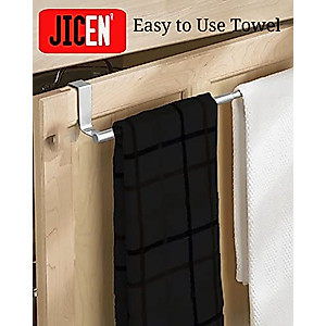 Over The Door Towel Rack, Expands to 14" Wide Kitchen Towel Rack + 1 Paper Towel Rack That Swivels 360°, Suitable for Kitchen, Bathroom, Etc.