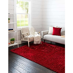 Rugs.com Infinity Collection Solid Shag Area Rug 9' x 12' Merlot Shag Rug Perfect for Living Rooms, Large Dining Rooms, Open Floorplans