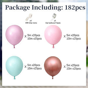 YSF Rose Gold Pink Balloon Arch Kit Lavender Balloon Garland 182pcs Latex Pastel Green Light Pink Purple Party Balloons for Bridal Shower Bachelorette Wedding Birthday Decoration…