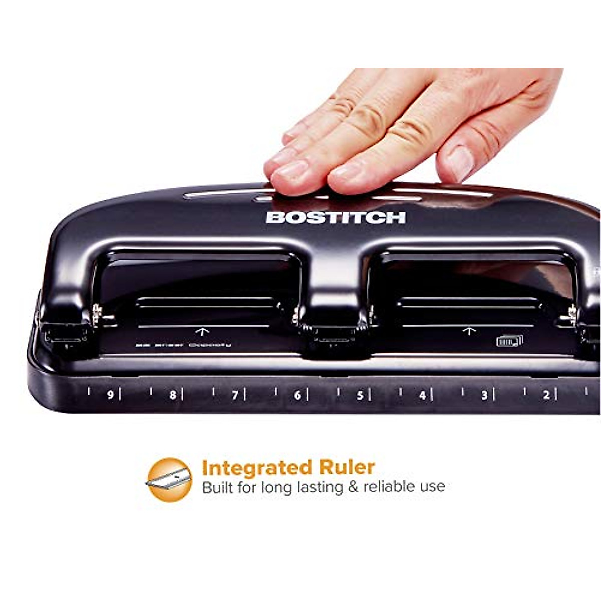 Bostitch Office EZ Squeeze 20 Sheet Standard 3 Hole Punch, Metal Construction, Silver/Black (HP20)