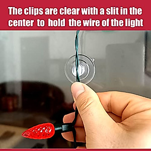 Miuezuth Mini Christmas Light Suction Cups [Set of 60] - Small Holiday Light String Hooks Holders, Clear Rope Light Caddy Window Glass Suction Cup Clips Hang Seasonal Xmas Decorations