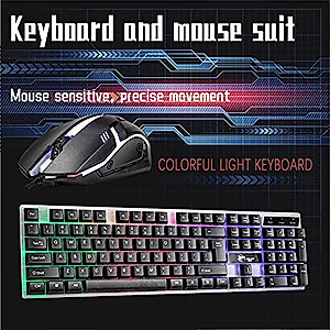 Niaviben Keyboard and Mouse Combo,Keyboard Mouse Set,Wired USB Mechanical Gaming Keyboard with Backlight and Mouse Ergonomic,Apply to Computer (Black)