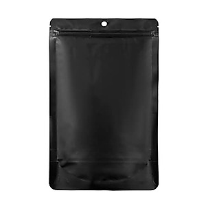 BAAGGNAA 110 Pack Stand up Matte Metallic Ziplock Bags with Clear Front Window Heat-Sealable Resealable Solid Color Pouches for Food Storage Containers Organizer(Black,6.3 * 9.4 inch,Pack of 110)