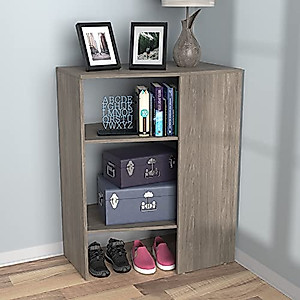 ClosetMaid SuiteSymphony Wood Corner Shelf Unit, 2 Shelves, Adjustable Stacking, for Storage, Closet, Clothes, Shoes, Décor, Graphite Grey