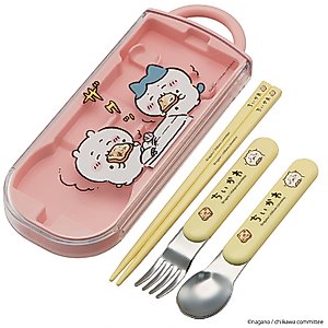 Chiikawa Utensil Set- Includes Reusable Fork, Spoon, Chopsticks and Carrying Case - Authentic Japanese Design - Durable, Dishwasher Safe