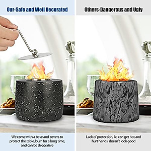BHNDOING Concrete Tabletop Fire Pit, Marble Portable Tabletop Fireplace, Fire Pit Bowl for Indoor Outdoor Decor Long Time Burning Smokeless Odorless