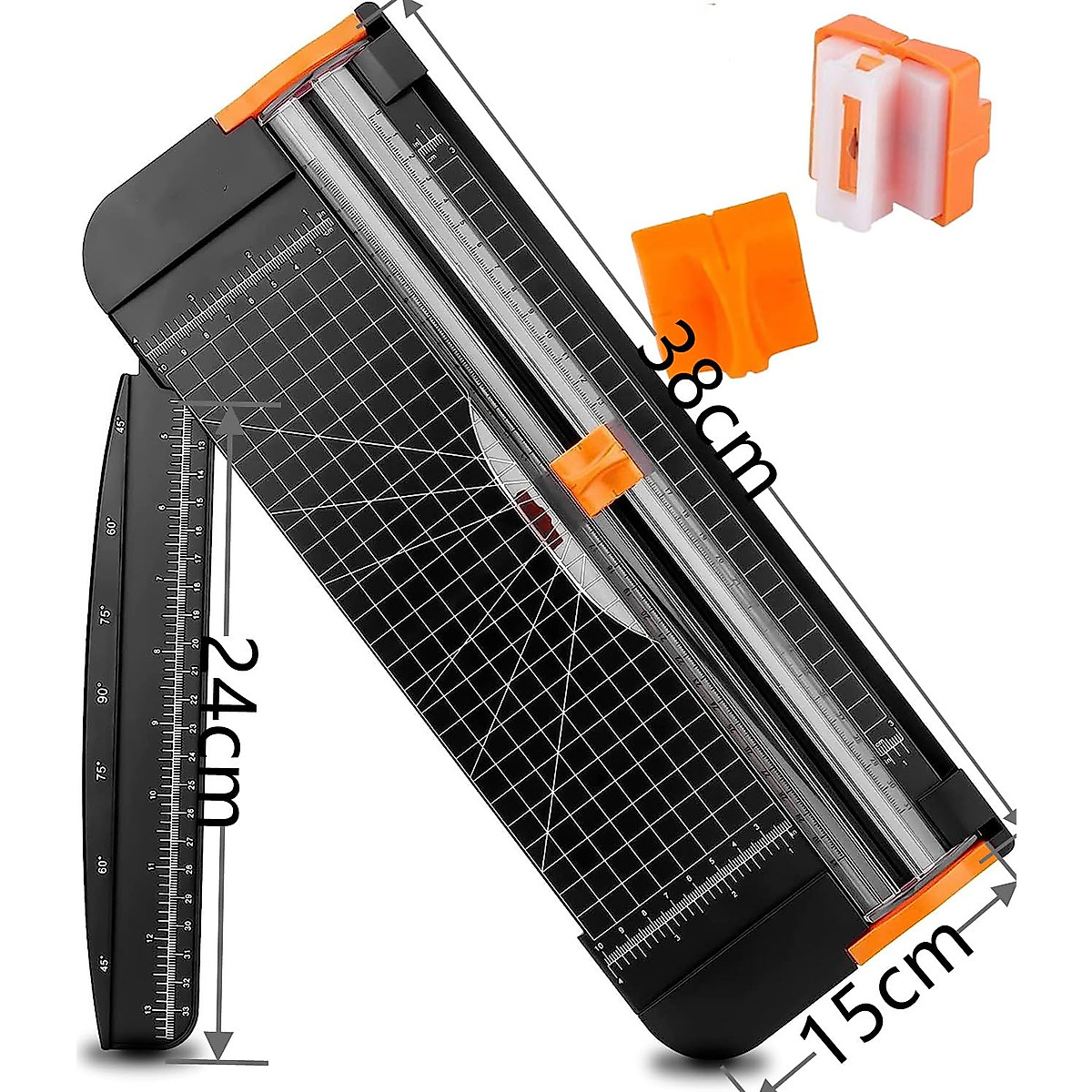 A4 Paper Cutter Paper Trimmer Portable Paper Slicer, 12 Inch Titanium Scrapbooking Tool with 3pcs Replacement Blades with Safeguard Side Ruler for Craft Paper, Coupon, Label and Cardstock