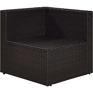 Crosley Furniture Palm Harbor Corner Outdoor Sectional Chair, Wicker Patio Chairs for Porch, Deck, Backyard, Brown with Sand Cushions